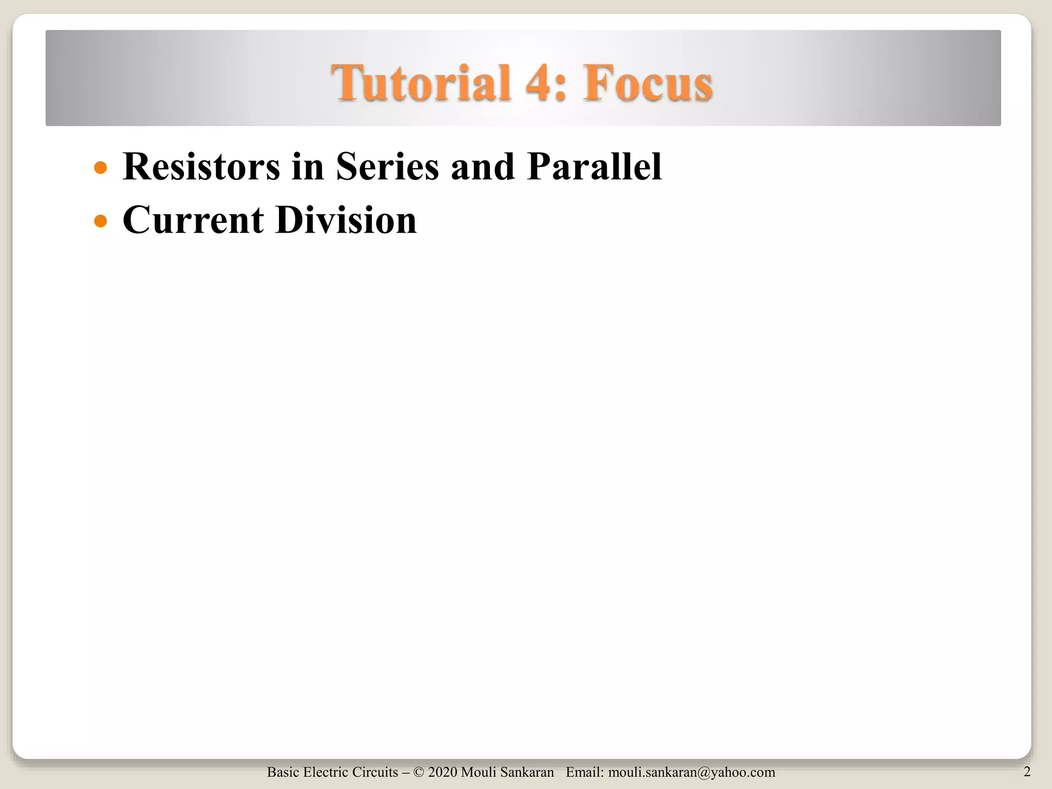 Basic Electric Circuits Tutorial 4 | PPT