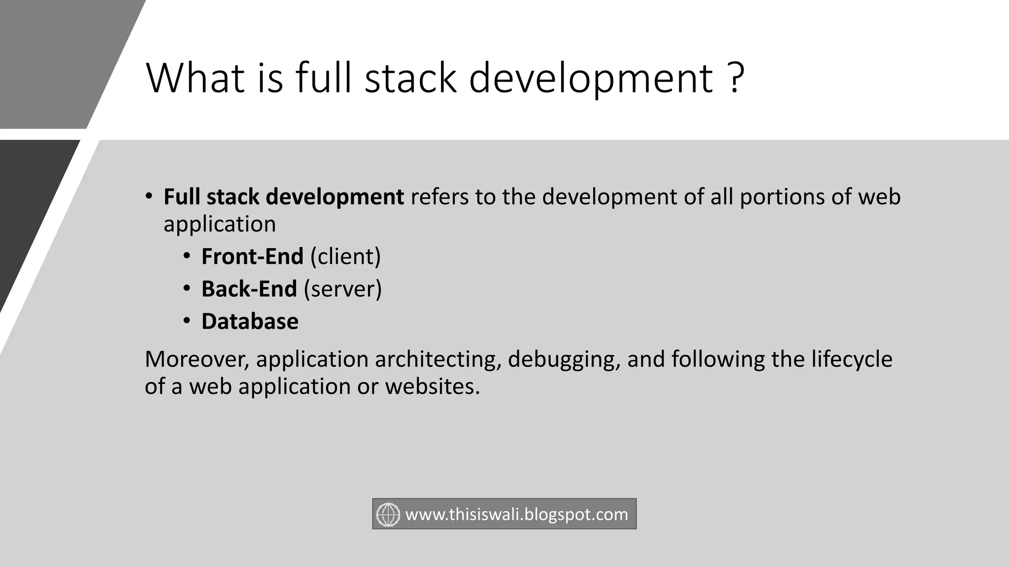 Become A Full Stack Web Developer Net Thisiswali Pptx Web Design And Html Internet