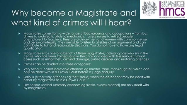 Become a magistrate | PPT