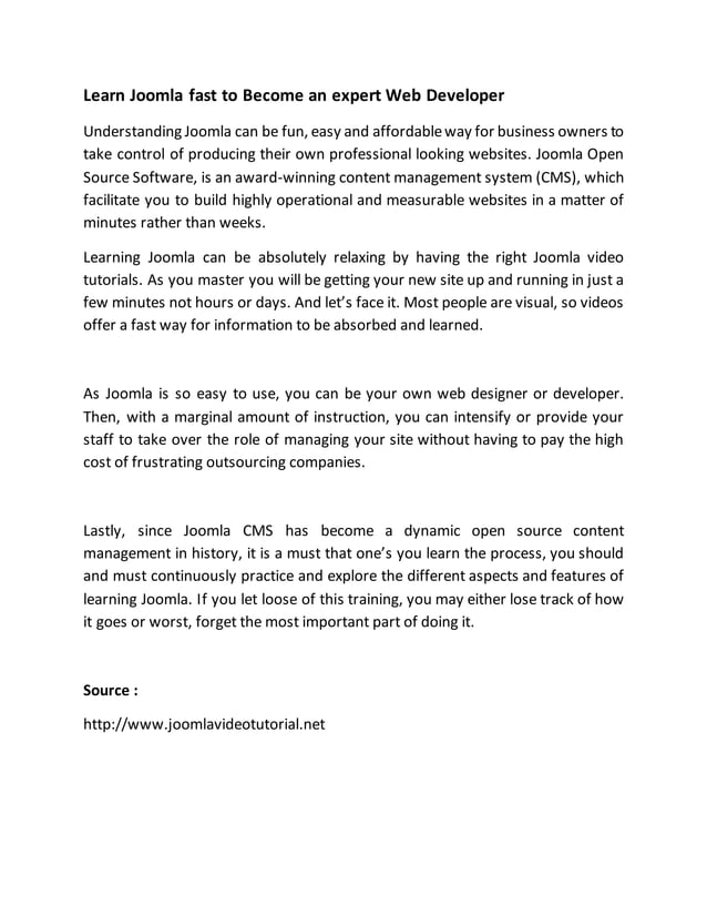 Become an expert web developer with joomla | PDF