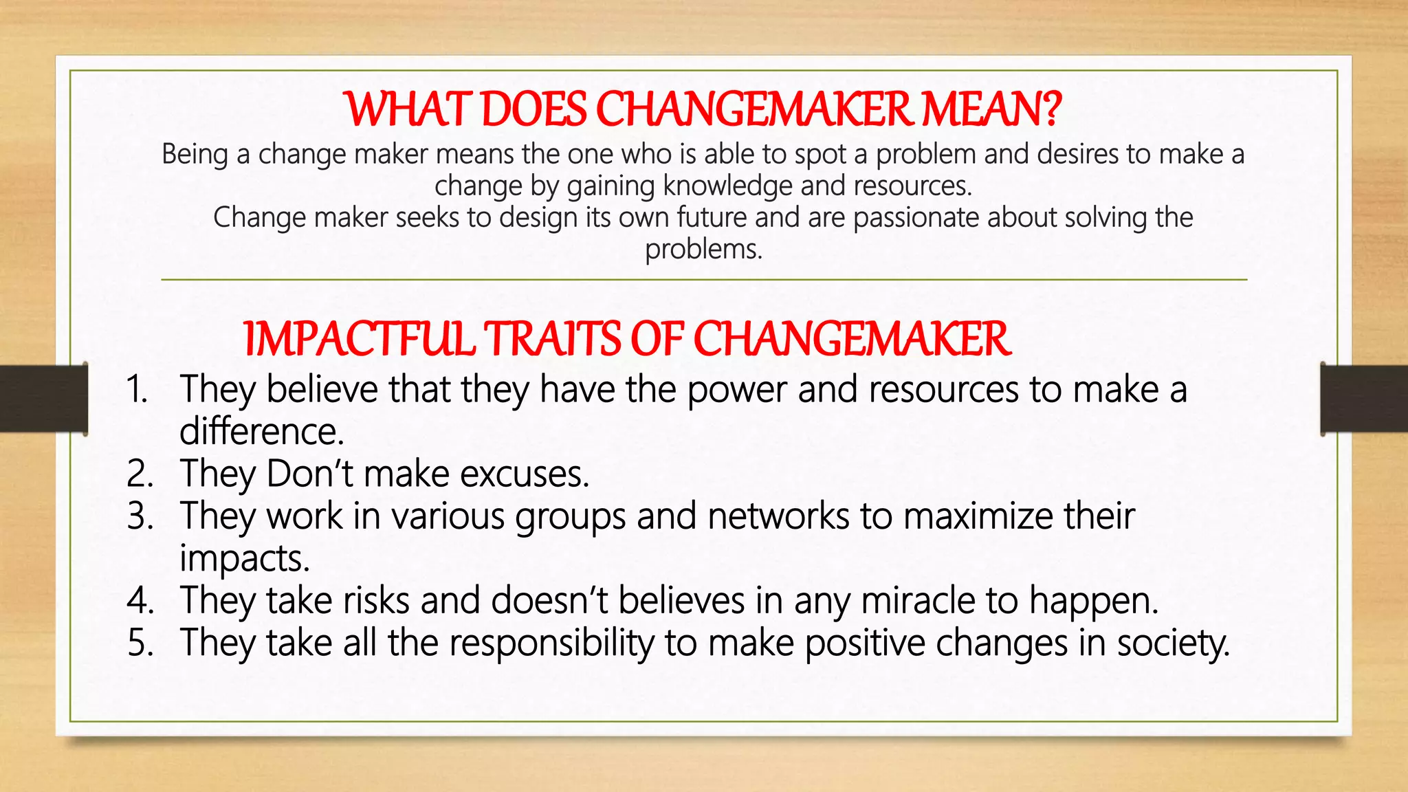 Becoming a changemaker | PPTX