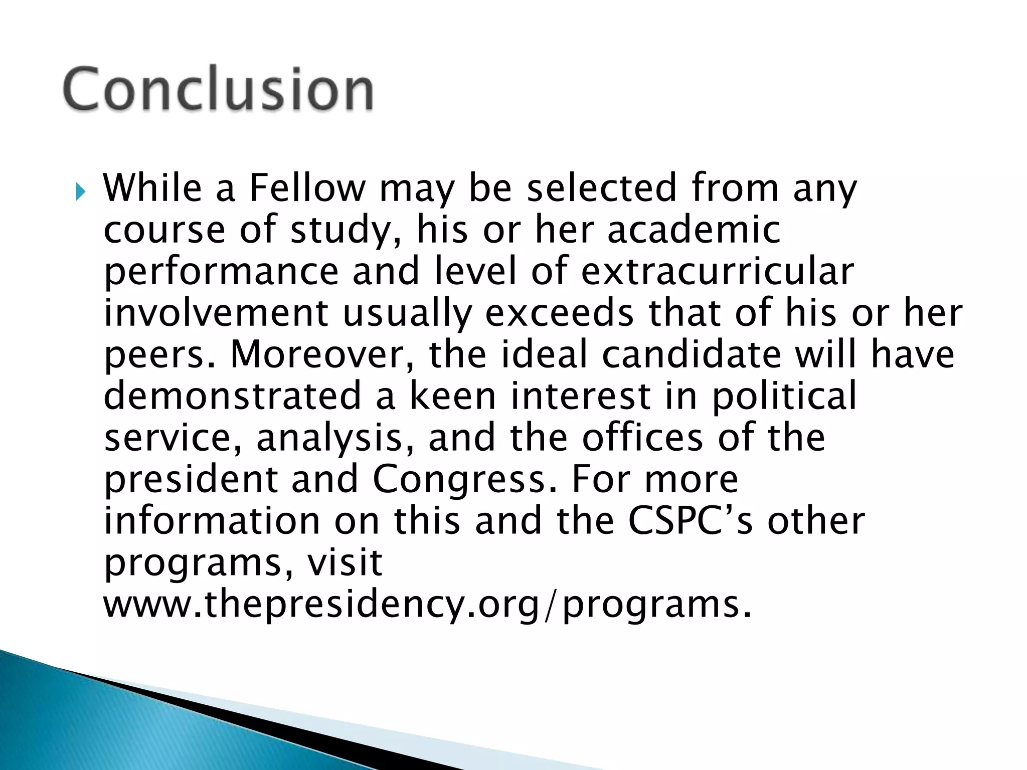 Becoming a CSPC Presidential Fellow | PPT