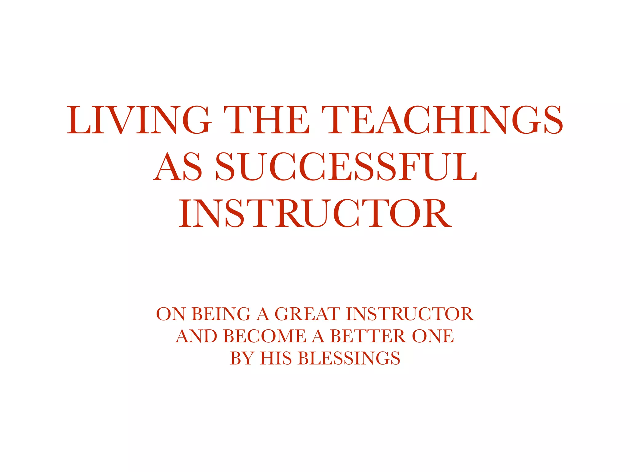 Becoming a Great Instructor tiis wsk 2017 - AYN | PDF