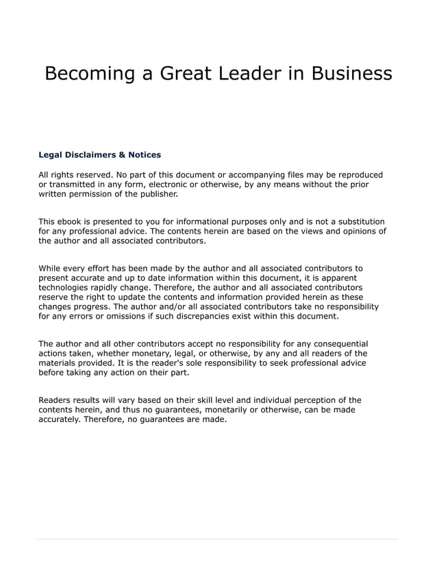 Mastering Leadership in Business Success | PDF