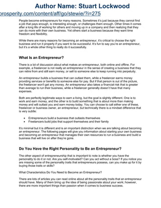 Becoming an entrepreneur | PDF