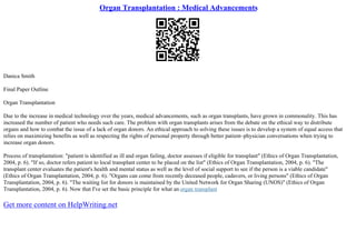Becoming An Organ Transplant | PPT