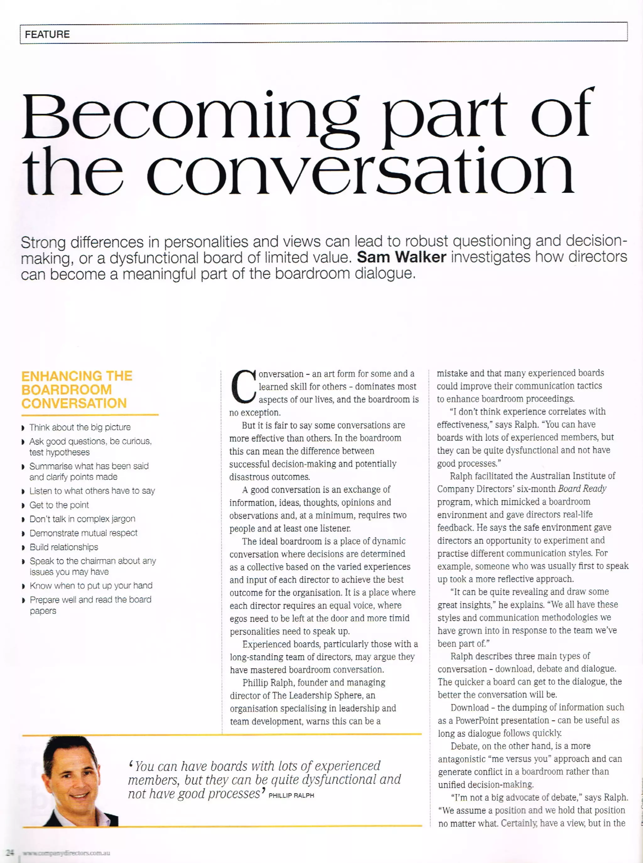 Becoming Part of the Conversation - Australian Institute of Company ...