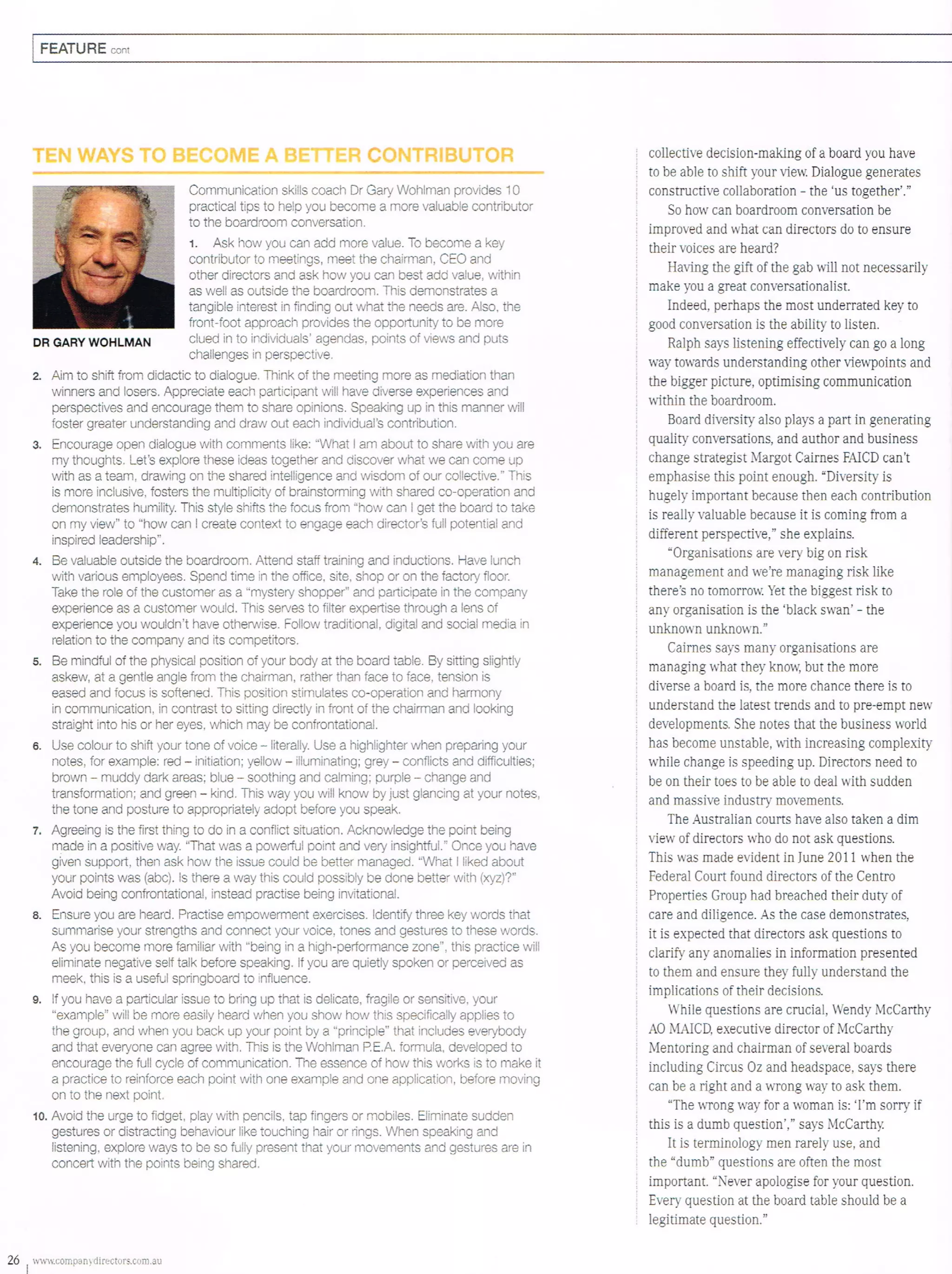 Becoming Part of the Conversation - Australian Institute of Company ...