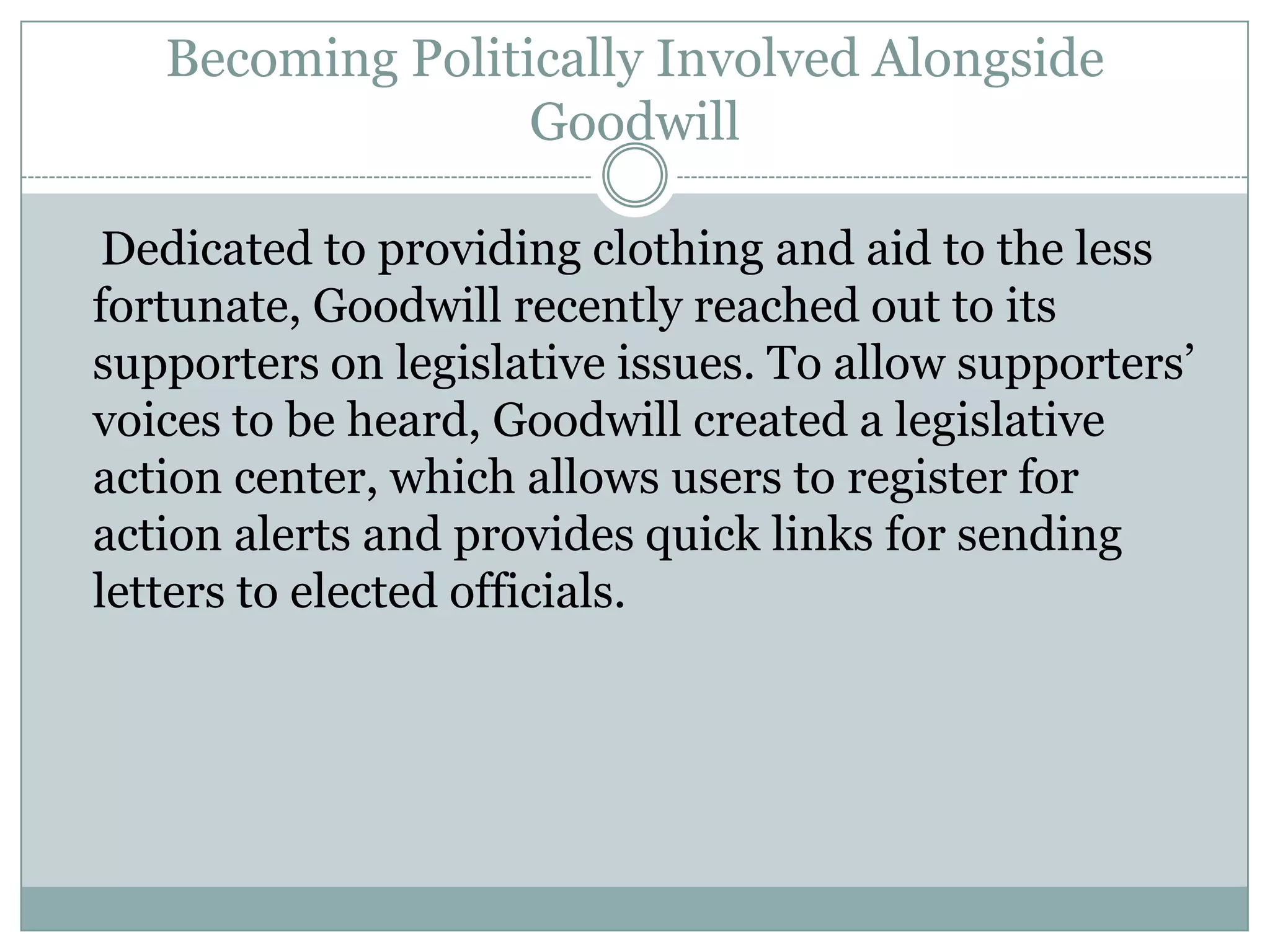 Becoming politically involved alongside goodwill by manuel rivero jr ...