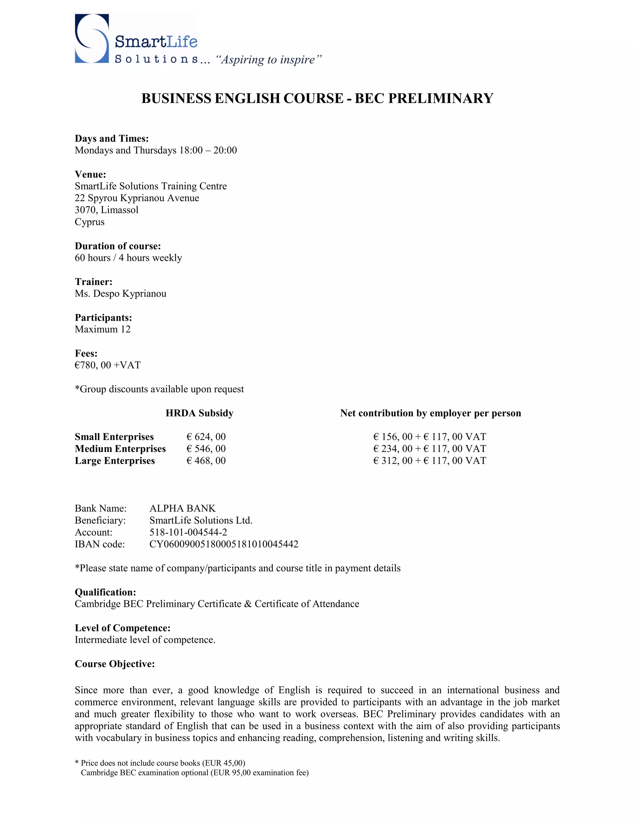 BEC Preliminary Business English | PDF