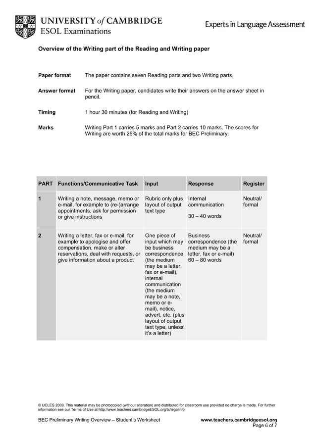 Bec p writing_overview | PDF