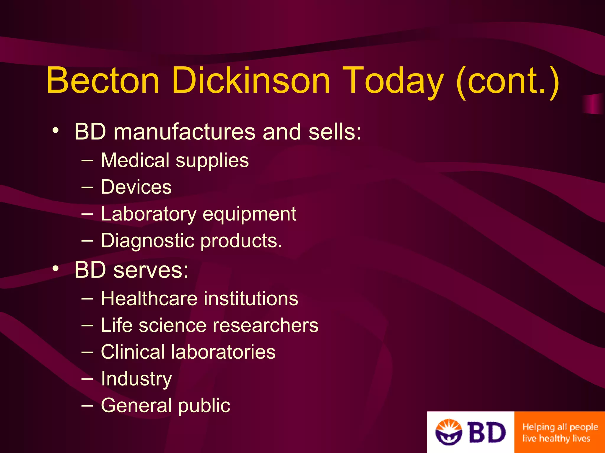 Becton Dickinson & Company: VACUTAINER Systems Division | PPT