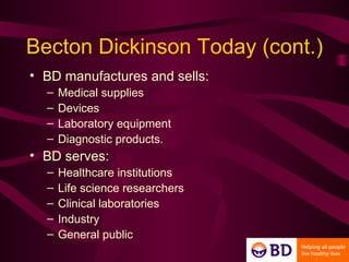 Becton Dickinson & Company: VACUTAINER Systems Division | PPT