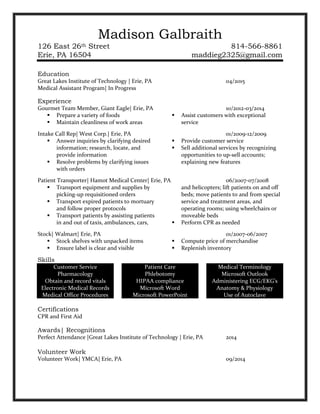 Madison Galbraith Resume | PDF