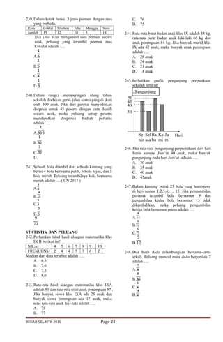 Bedah SKL Ujian Nasional Matematika SMP tahun 2018 303 soal | PDF