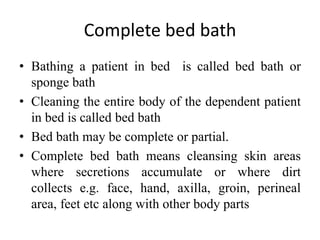 Bed bath, Fundamentals of Nursing | PPTX
