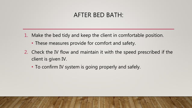 Bed bath procedure | PPTX | Bath and Shower | Personal Care