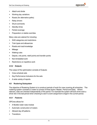 OPCrew - Rail Crew Scheduling Rostering and Management | PDF