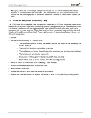 OPCrew - Rail Crew Scheduling Rostering and Management | PDF