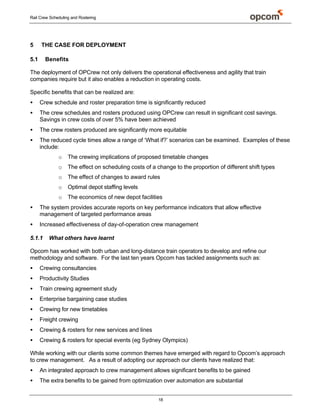 OPCrew - Rail Crew Scheduling Rostering and Management | PDF