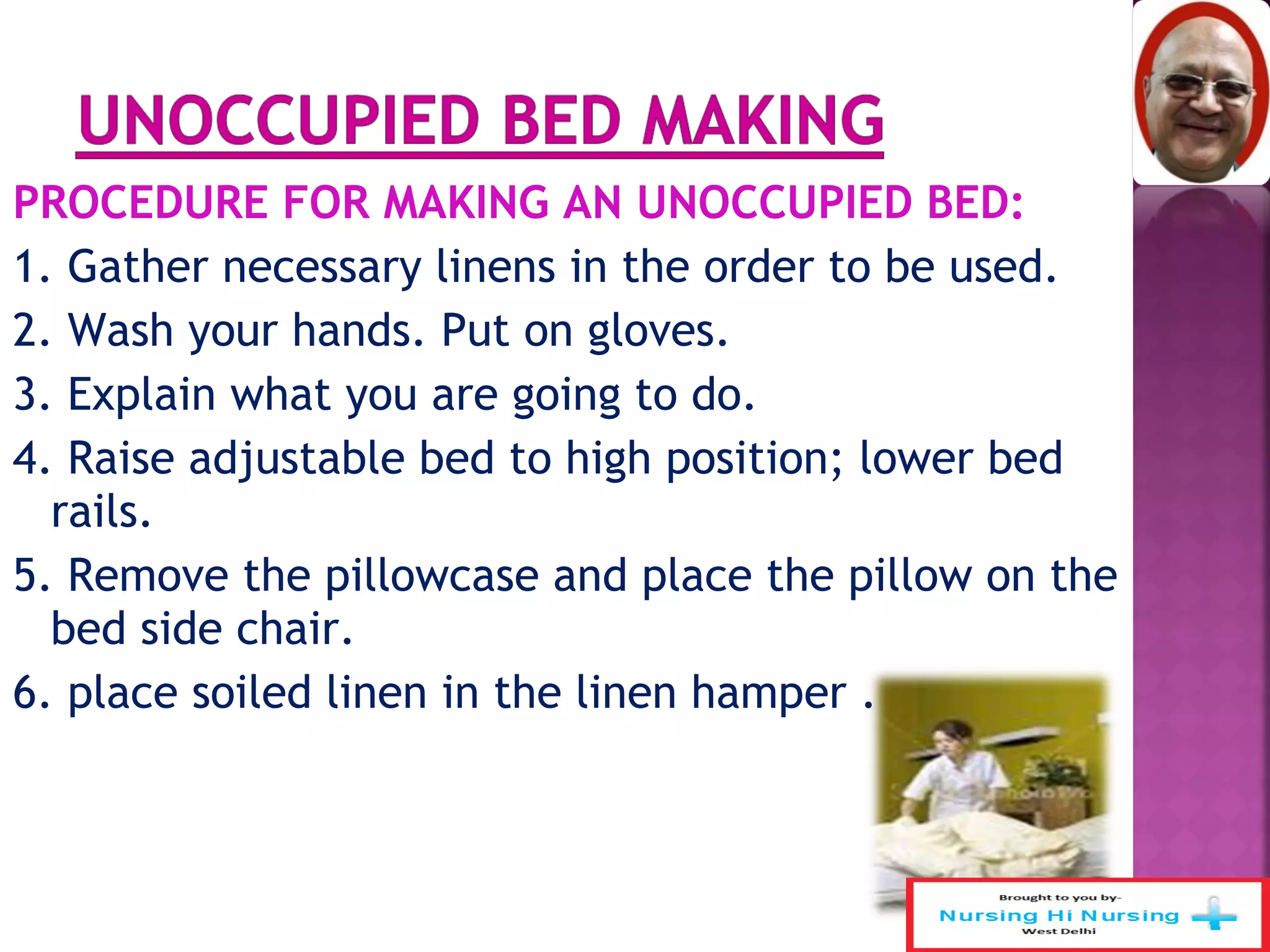 Bed making in nursing | PPT