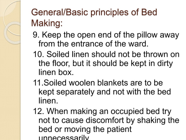 Bed Making Basics in Nursing Practices | PPTX | Parenting Babies and ...