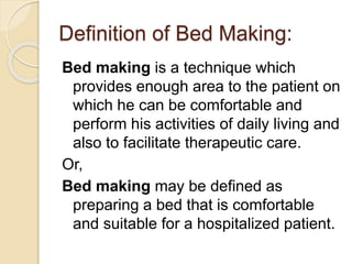 Bed Making Basics in Nursing Practices | PPTX