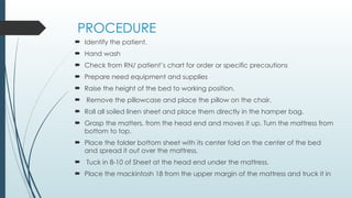 BED MAKING Fundamental of Nursing(Barkat Ali Dayo) | PPTX