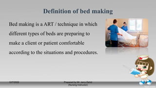 BED MAKING PROCEDURE OF DIFFERENT BEDS.pptx
