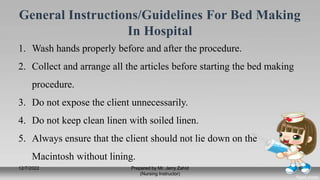 BED MAKING PROCEDURE OF DIFFERENT BEDS.pptx