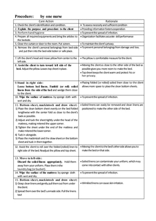 BED MAKING Procedure | DOCX