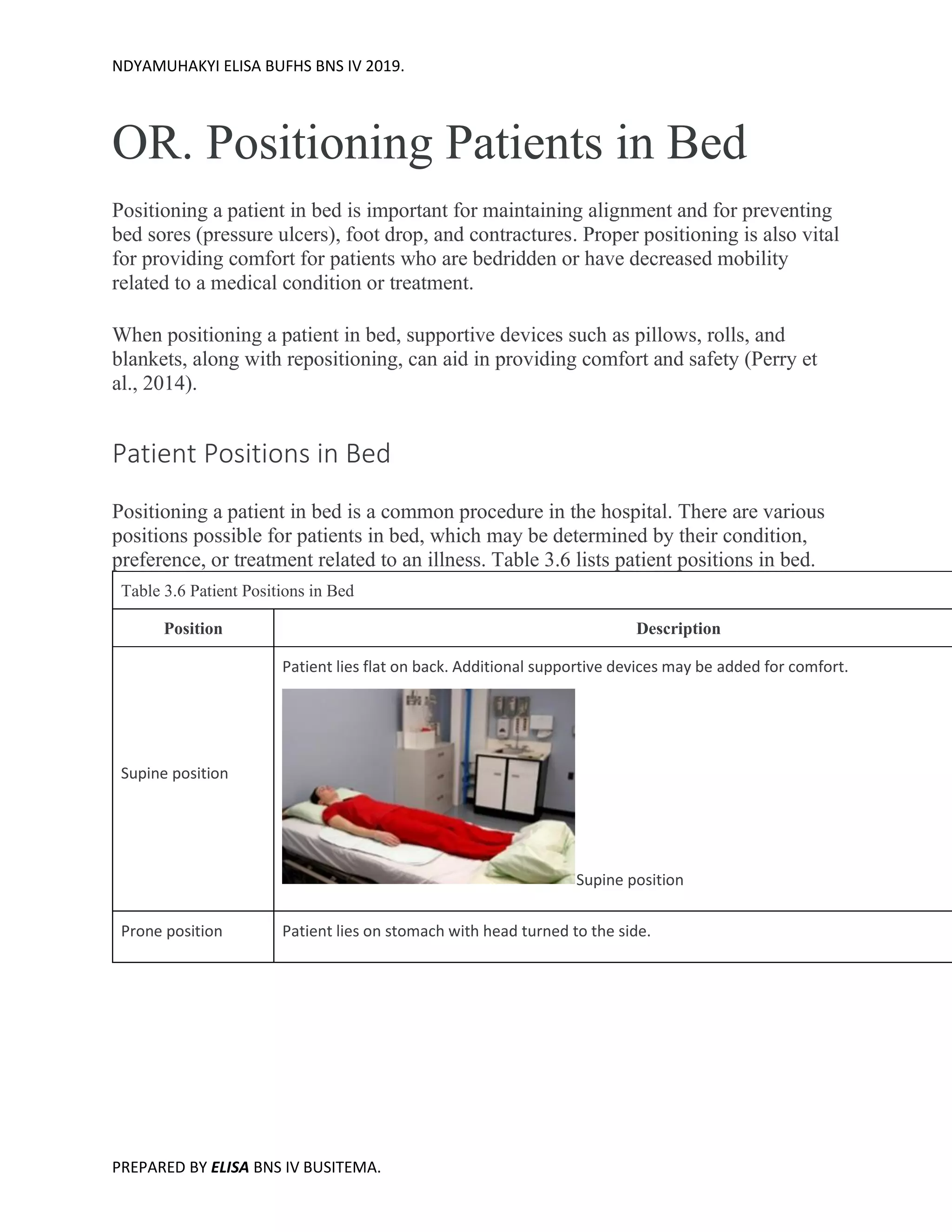 BED POSITION | PDF