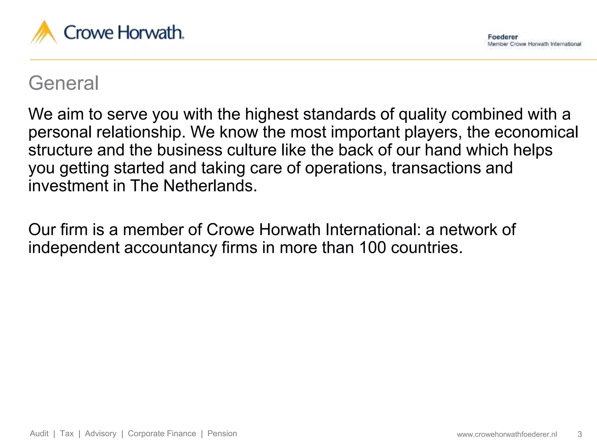 Companyprofile Crowe Horwath Foederer | PPT