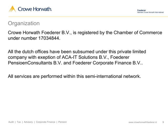 Companyprofile Crowe Horwath Foederer | PPT
