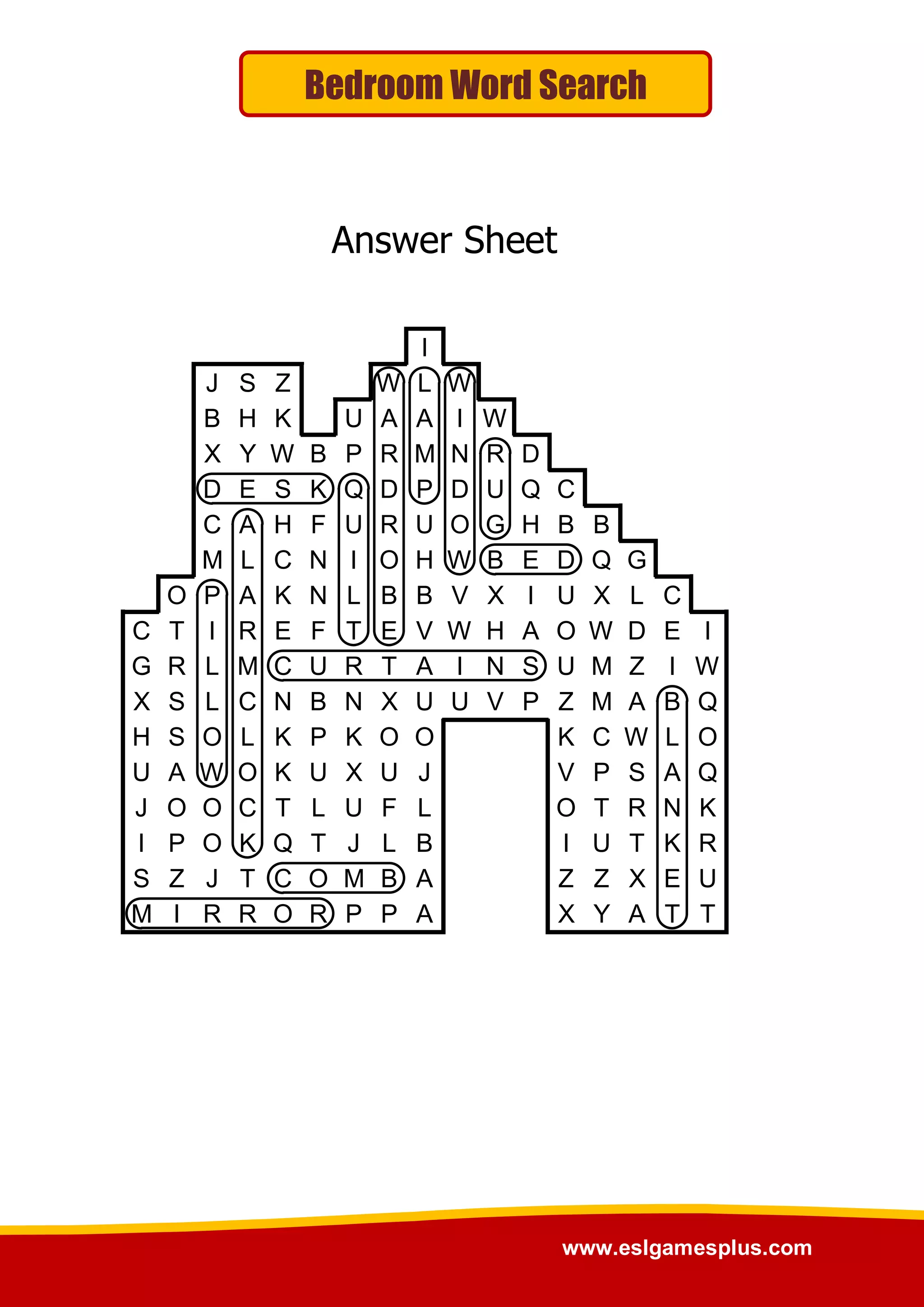 Bedroom wordsearch puzzle | PDF