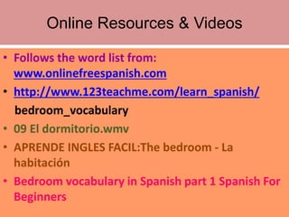 Bedroom/el dormitorio | PPTX