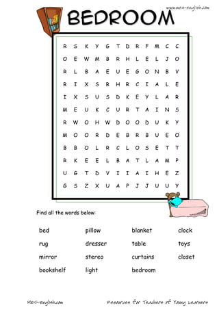 Bedroom wordsearch | PDF