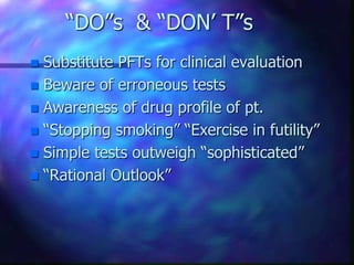 Bedside assessment of pulmonary function by prof. mridul panditrao | PPTX