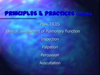 Bedside assessment of pulmonary function by prof. mridul panditrao | PPTX