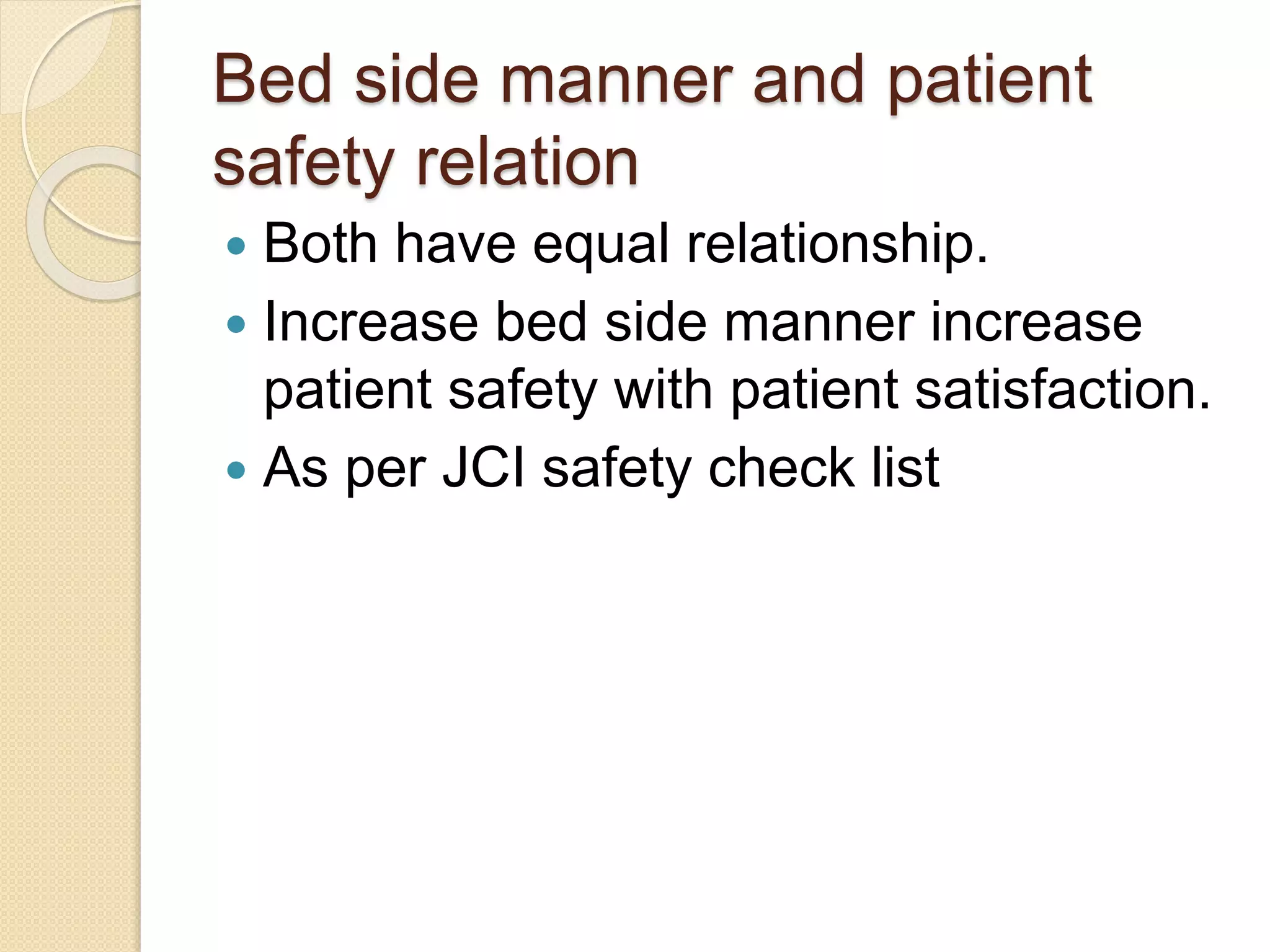 Bed side management and safety | PPTX