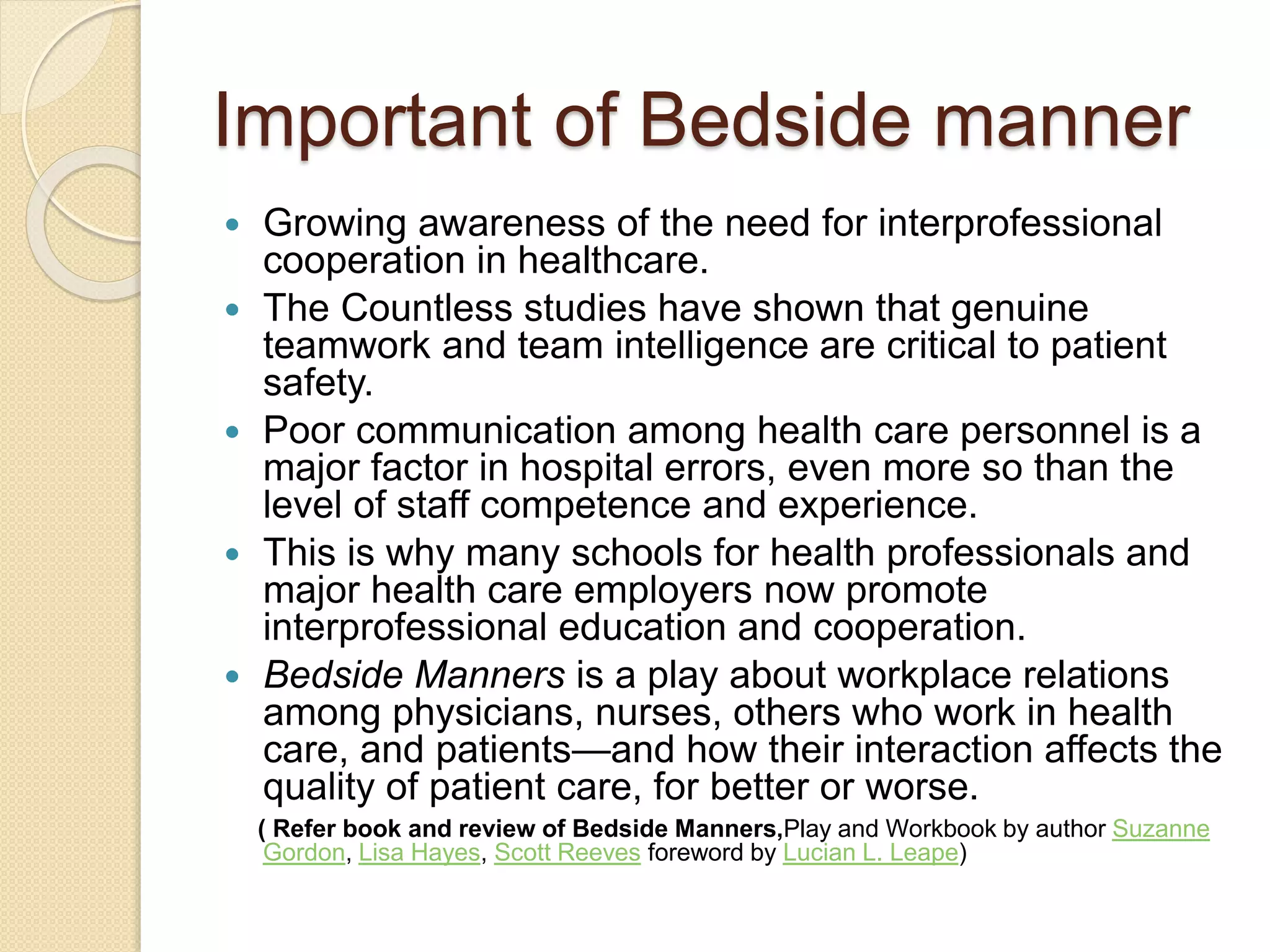 Bed side management and safety | PPTX