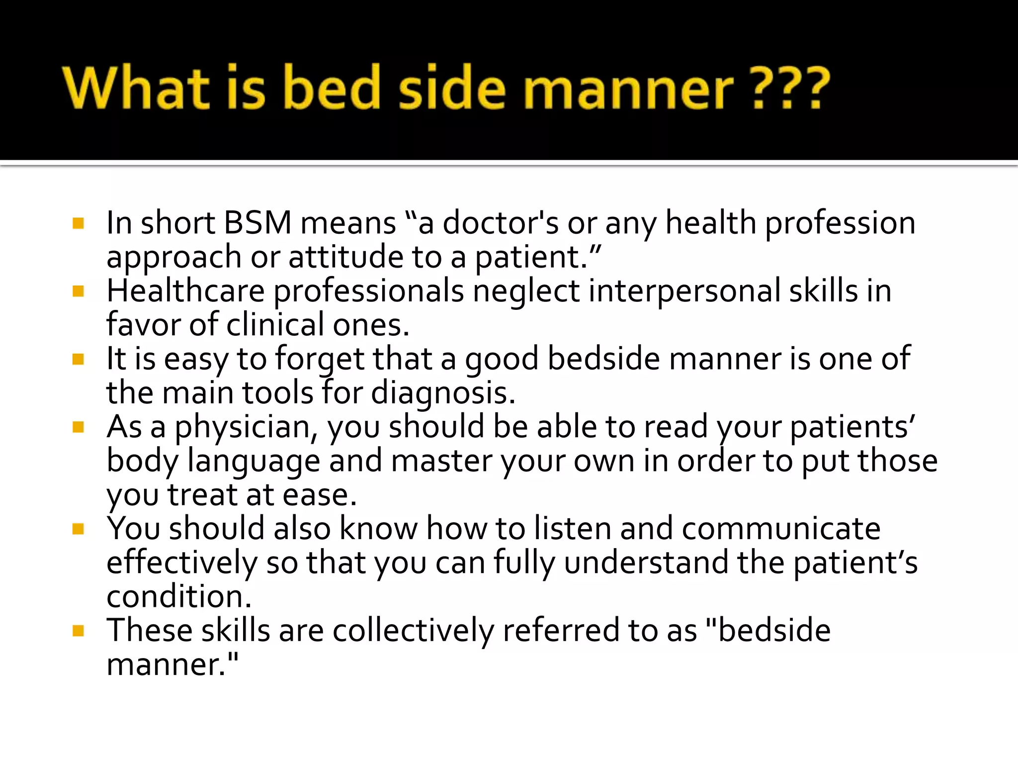 Bed side management and patient safety | PPTX