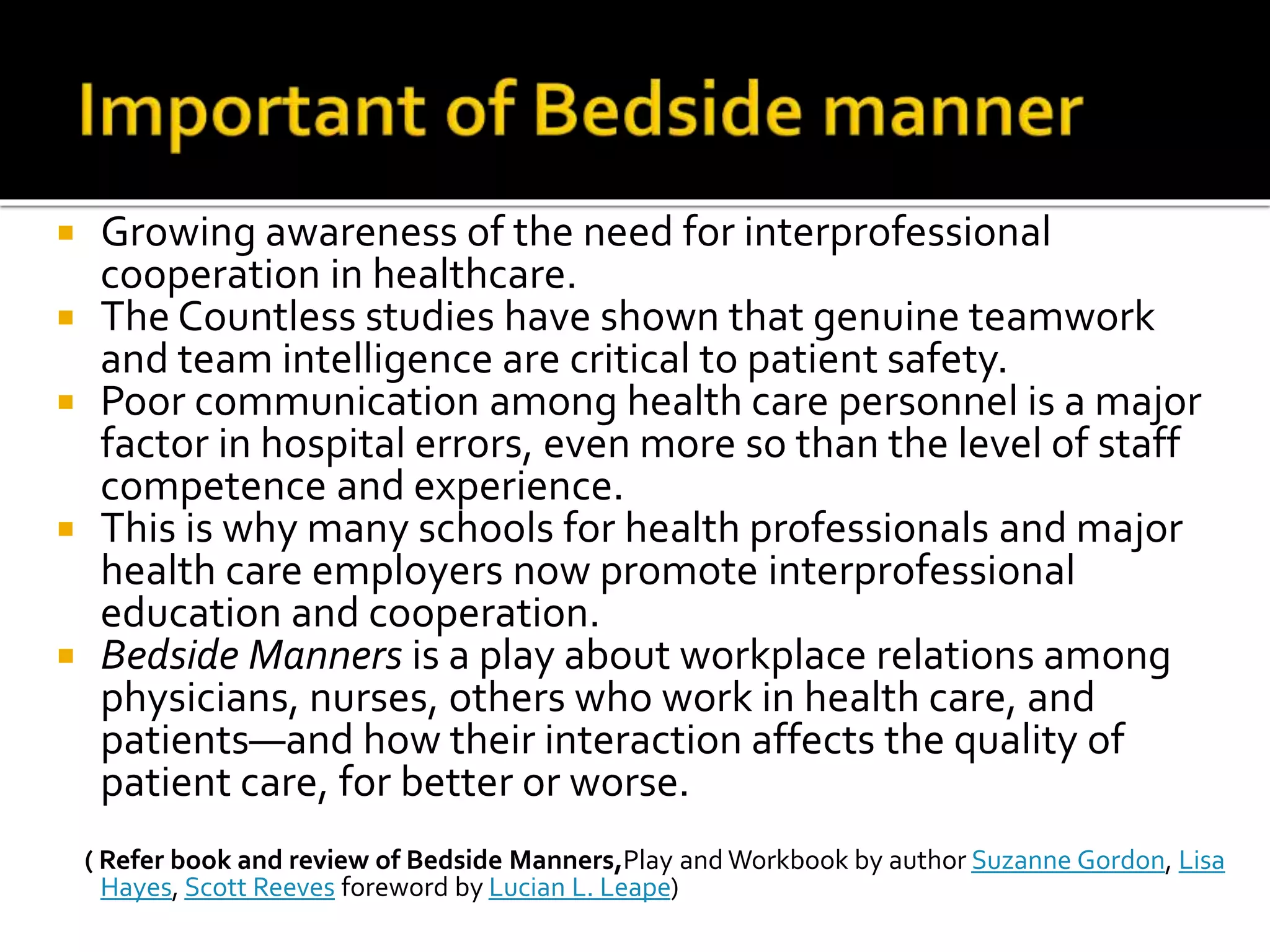Bed side management and patient safety | PPTX