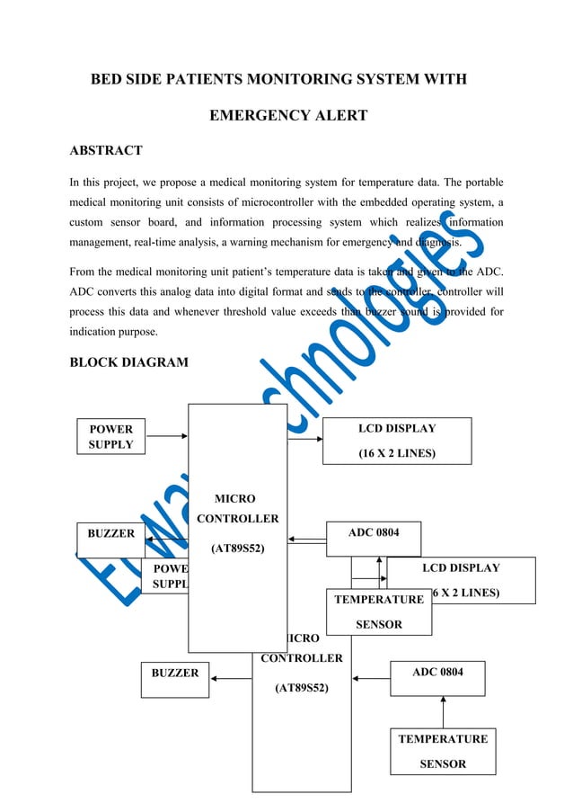 Bed side patients monitoring system with emergency alert | DOC