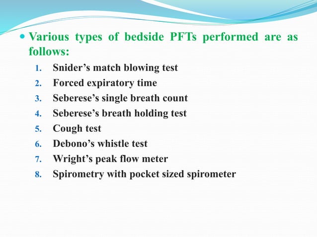 Bedside PULMONARY FUNCTION TEST/PFT | PPTX | Lung and Respiratory ...