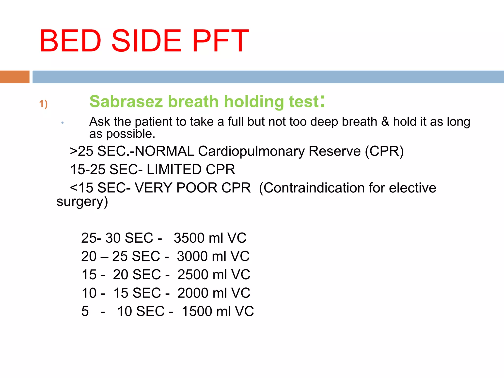 Bedside respiratory assessment & spirometry | PPTX