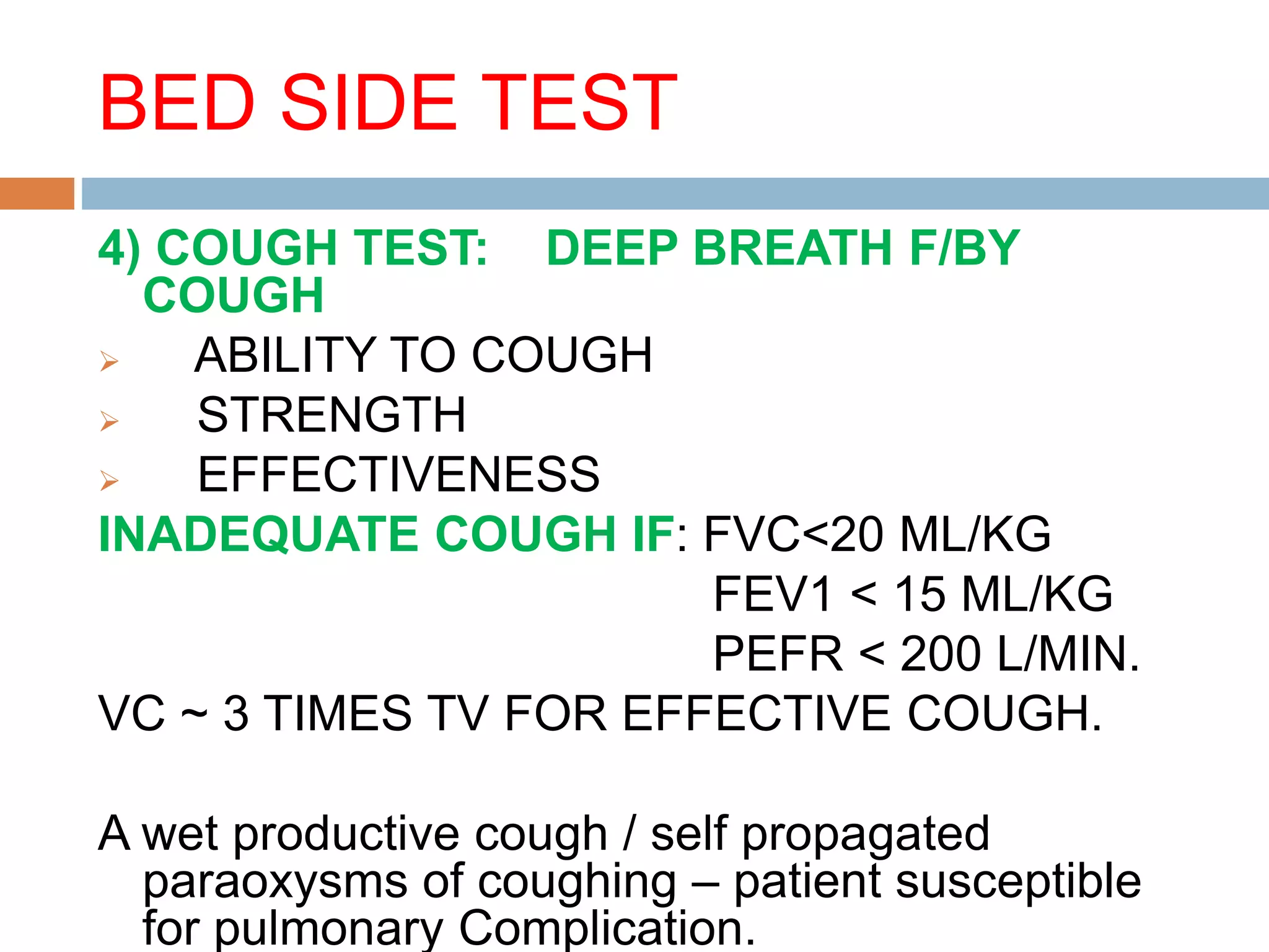 Bedside respiratory assessment & spirometry | PPTX