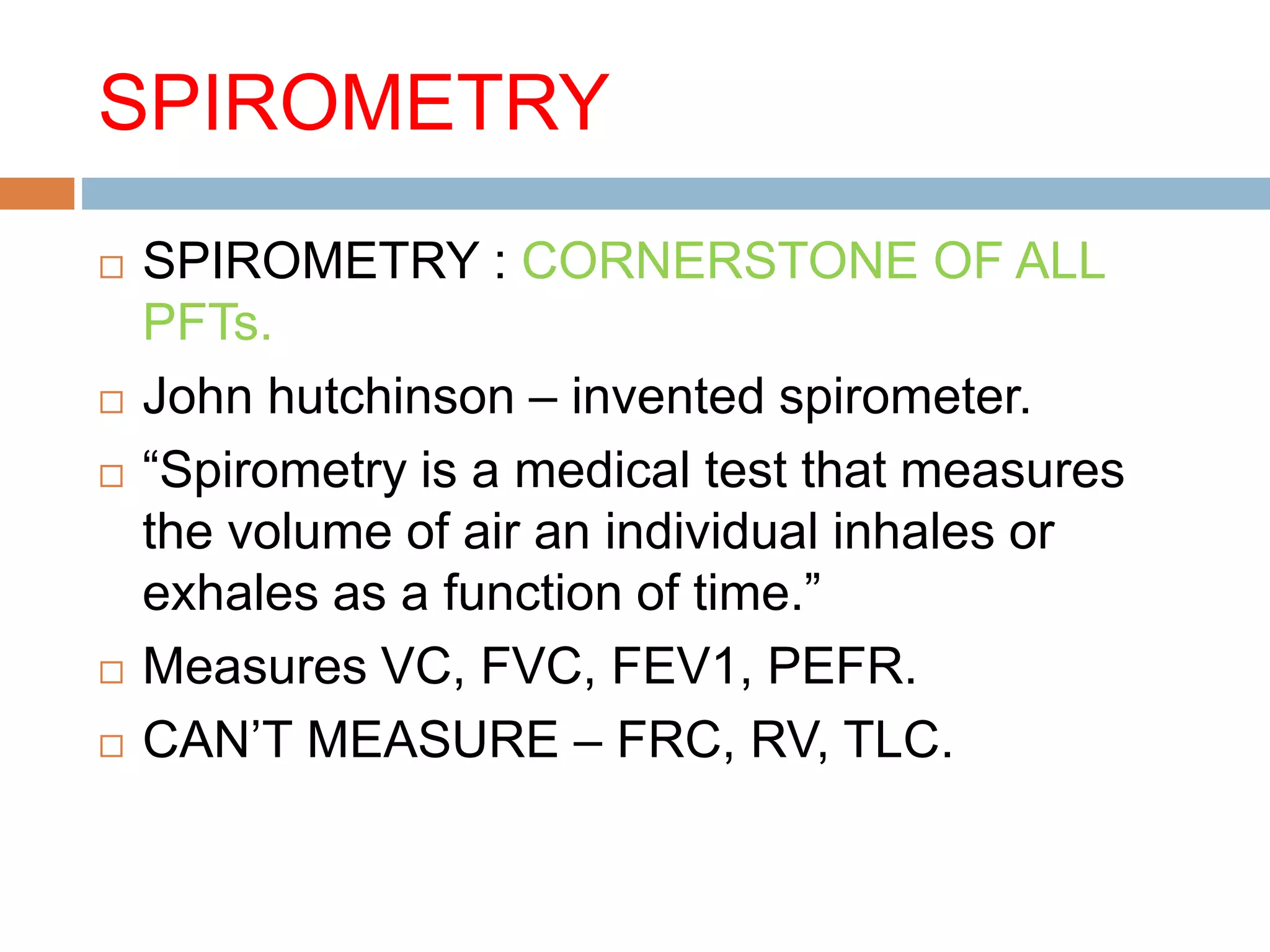 Bedside respiratory assessment & spirometry | PPTX