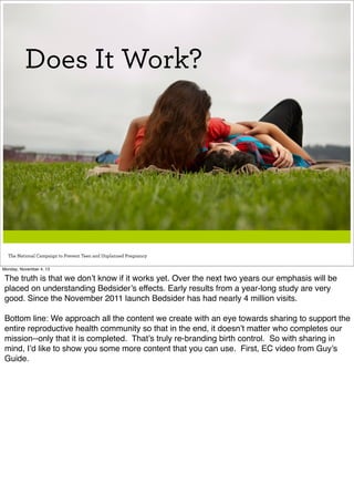 Bedsider at the EC Jamboree, Re-Branding Birth Control | PDF