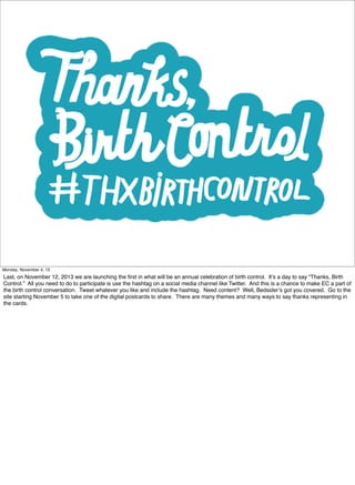 Bedsider at the EC Jamboree, Re-Branding Birth Control | PDF